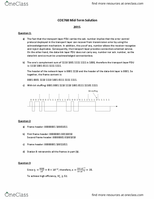 COE 768 Midterm: COE 768 Fall 2015 Midterm Solutions - OneClass
