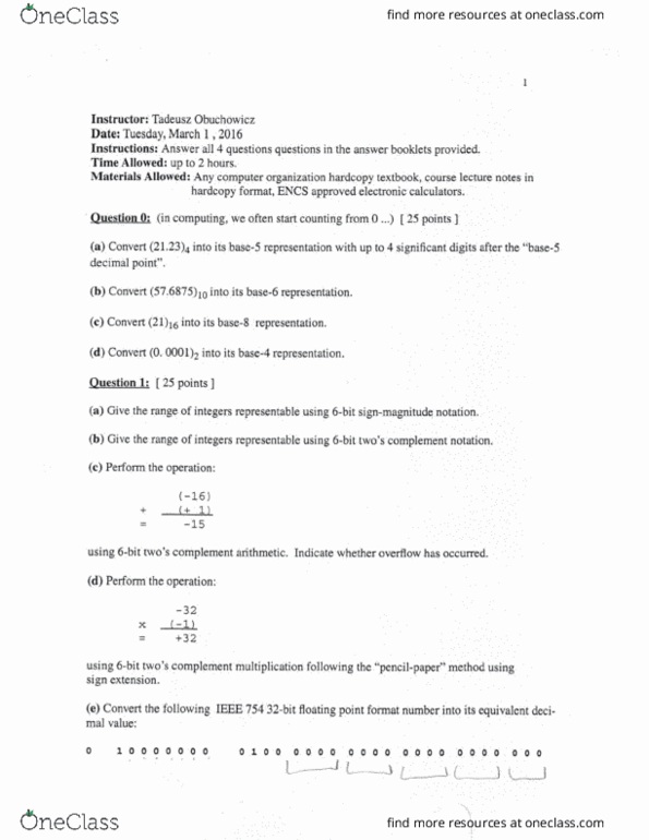 SOEN 228 Midterm: SOEN 228 Midterm 2016 Winter - OneClass SOEN 228 Midterm: SOEN 228 Midterm 2016 Winter - OneClass