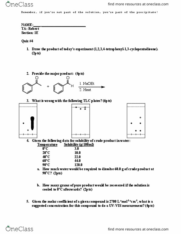CHEM 14A Quiz: CHEM XL-14A Quiz 4 - OneClass