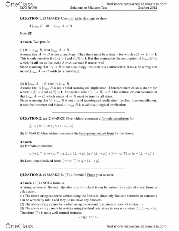 MATH 1090 Midterm: MATH 1090 1090_F12_midtermSol - OneClass