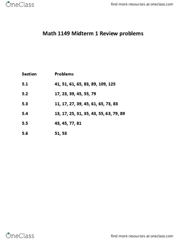 Osu Math 1149 Practice Exams