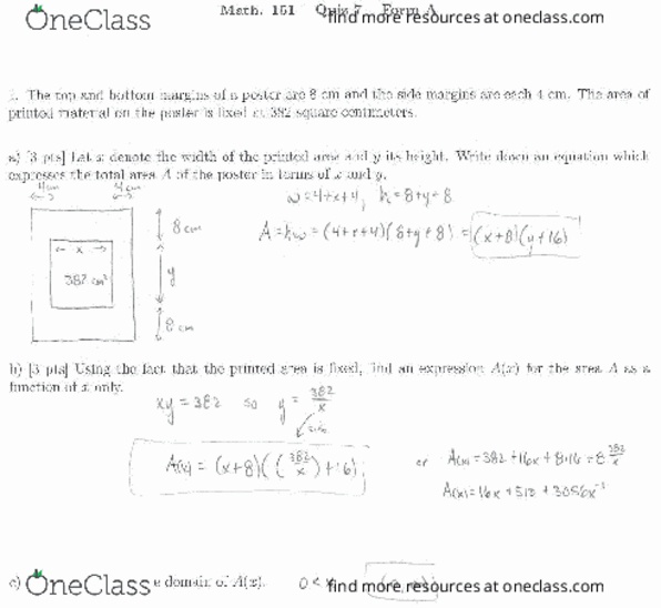 MATH 1151 Midterm: MATH 151 OSU M151 Q7 Sp10 Sol - OneClass MATH 1151 Midterm: MATH 151 OSU M151 Q7 Sp10 Sol - OneClass