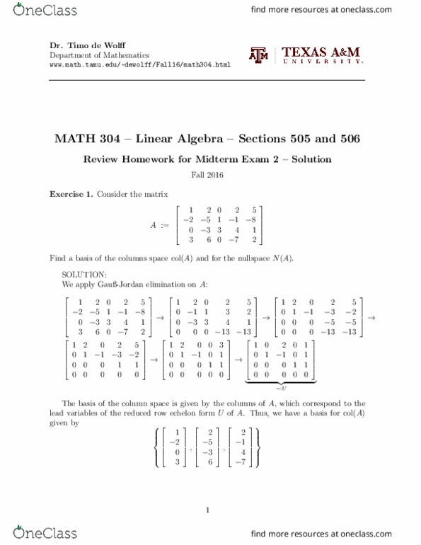 MATH 251 Midterm: MATH 304 TAMU Homework Midterm2Preparation Solution ... MATH 251 Midterm: MATH 304 TAMU Homework Midterm2Preparation Solution ...