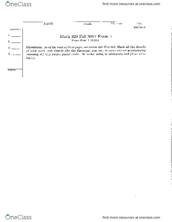 MATH 320 Midterm: MATH 320 UW Madison Mid1 solutions - OneClass