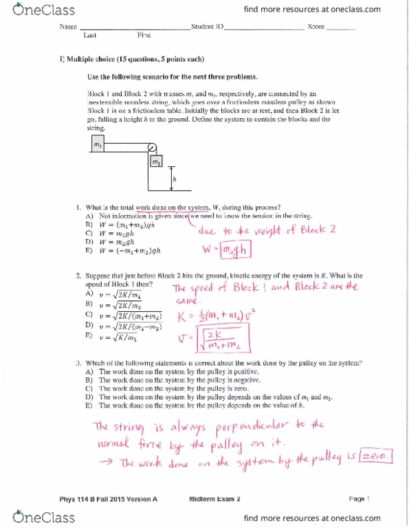 PHYS 114 Midterm: Phys114BFall15Exam2Solutions - OneClass