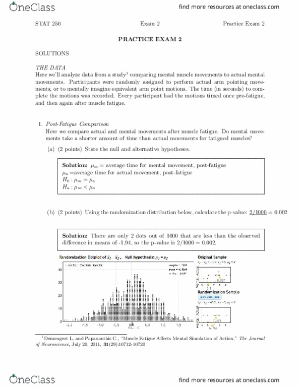 STAT 250 Midterm: STAT 250 Exam 2 Solutions - OneClass STAT 250 Midterm: STAT 250 Exam 2 Solutions - OneClass