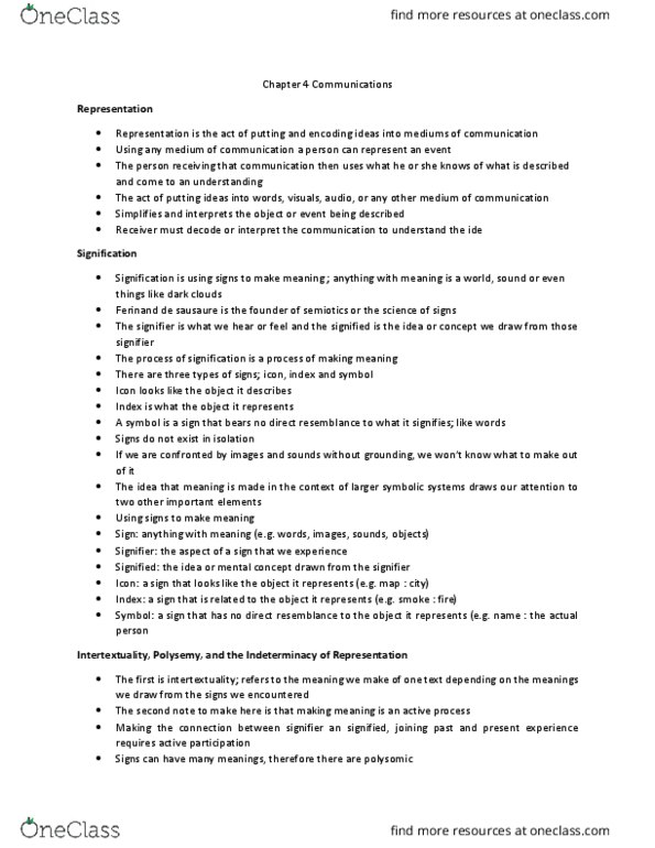 CMST 1A03 Study Guide - Winter 2019, Quiz - Intertextuality, Polysemy ...