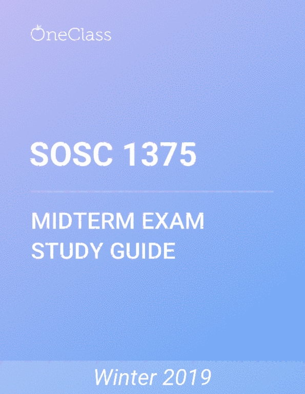 SOSC 1375 Study Guide - Fall 2019, Comprehensive Midterm Notes - Social ... SOSC 1375 Study Guide - Fall 2019, Comprehensive Midterm Notes - Social ...