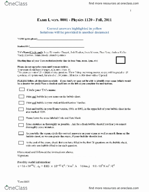 PHYS 1120 Midterm: PHYS 1120 Exam 1 Fall 2010 Page 10 - OneClass PHYS 1120 Midterm: PHYS 1120 Exam 1 Fall 2010 Page 10 - OneClass