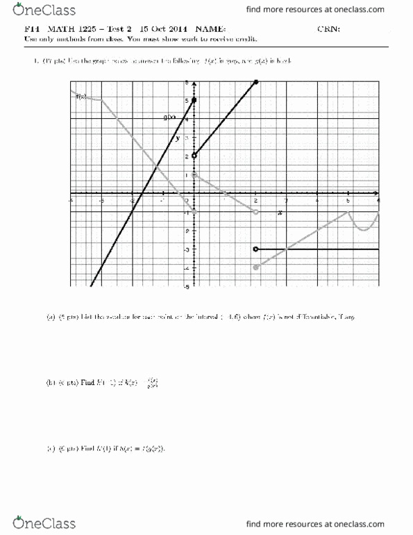 MATH 1225 Midterm: MATH 1225 Test 2 Fall 2014 - OneClass