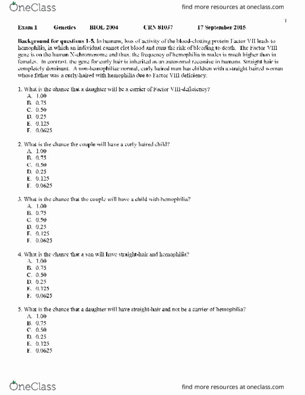 BIOL 2004 Midterm: BIOL 2004 Exam 1 Fall 2015 - OneClass BIOL 2004 Midterm: BIOL 2004 Exam 1 Fall 2015 - OneClass