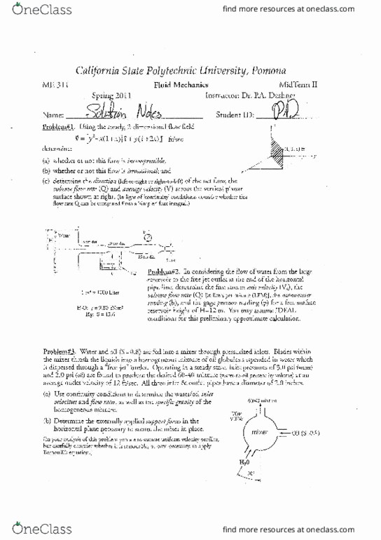 ME 311 Midterm: ME 311 Midterm II - OneClass