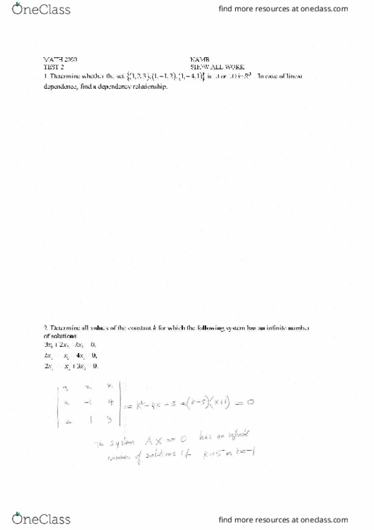 MATH 2090 Midterm: MATH 2090 Exam 2 - OneClass MATH 2090 Midterm: MATH 2090 Exam 2 - OneClass