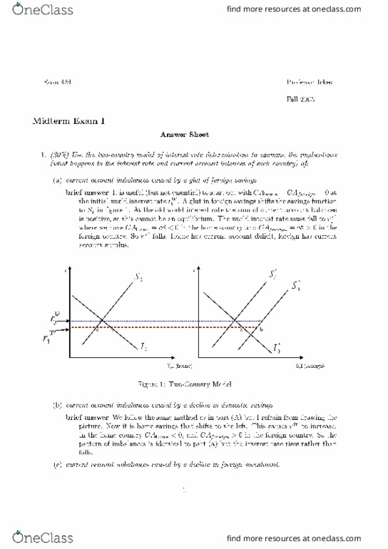 ECON 434 Midterm: ECON 434 Midterm Exam 1 - OneClass