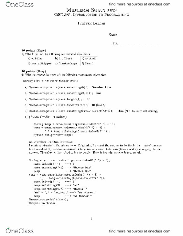 CSC 120 Midterm: CSC 120 Midterm Page 7 - OneClass