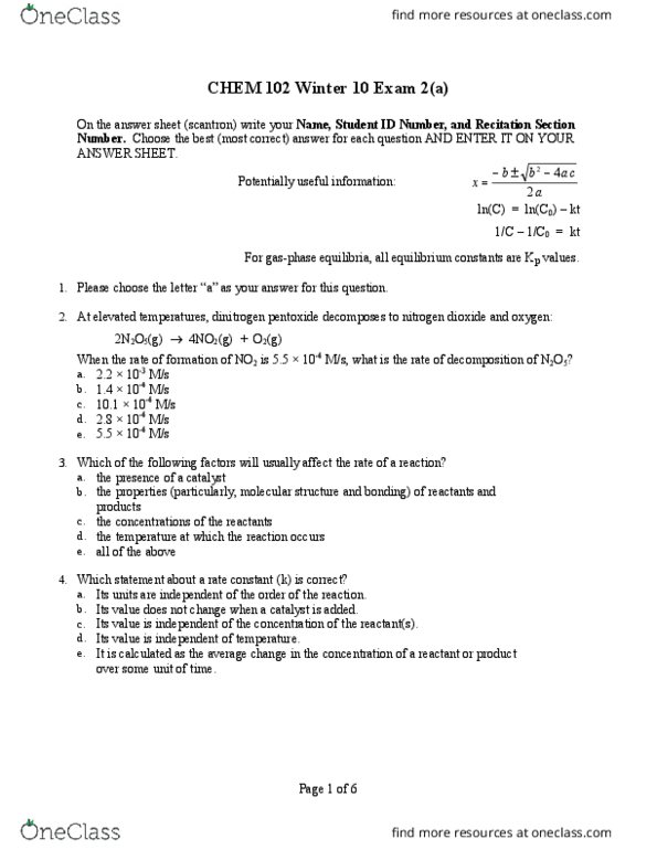 CHEM 102 Midterm: CHEM 102 Drexel CHEM 102 Exam 2 WINTER 09 10 with ... CHEM 102 Midterm: CHEM 102 Drexel CHEM 102 Exam 2 WINTER 09 10 with ...