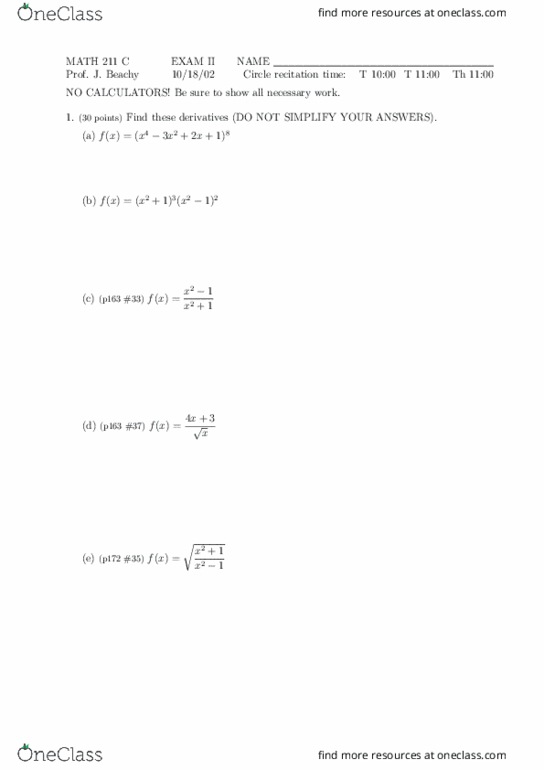 MATH 336 Midterm: MATH 336 NIU Exam 2q - OneClass