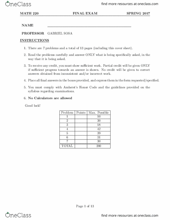 MATH1003 Midterm: MATH 1003 UNB Exam 1003 10 - OneClass