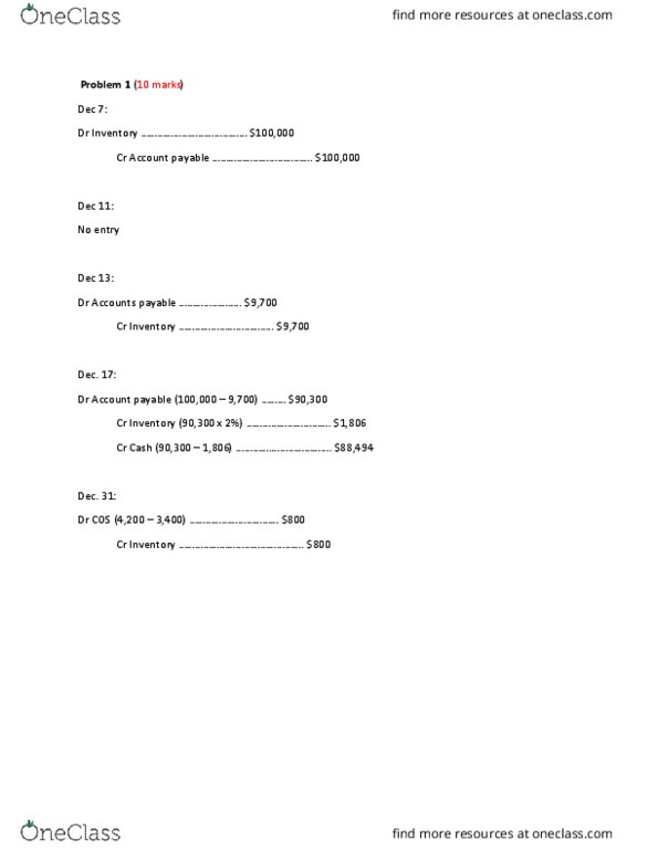 ACCT 1220 Study Guide - Fall 2018, Midterm - Accounts Payable, Accounts ...