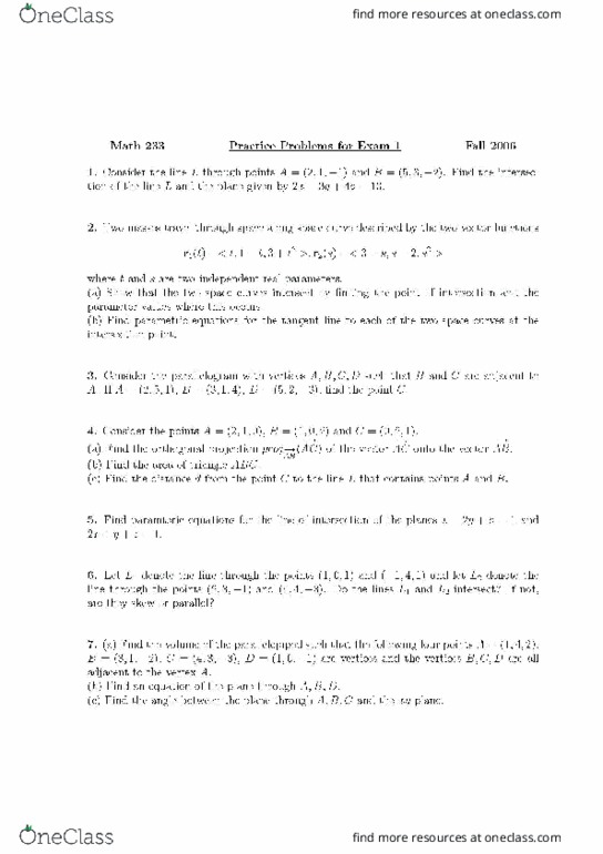 MATH 233 Midterm: MATH 233 Exam 1 Fall 2006 - OneClass
