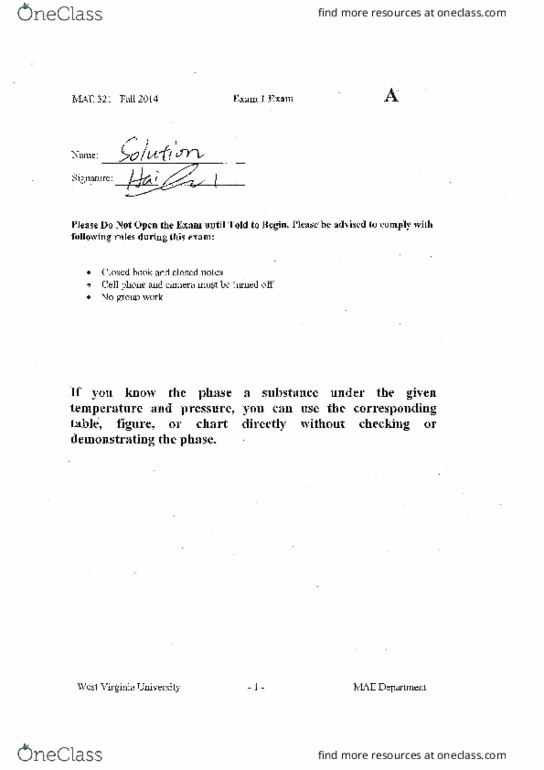 MAE 321 Midterm: MAE 321 Exam 1 Form A Fall 2014 - OneClass MAE 321 Midterm: MAE 321 Exam 1 Form A Fall 2014 - OneClass