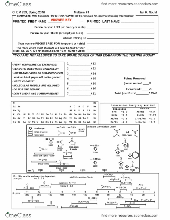 CHM 233 Midterm: Arizona State CHM 233 exam1key - OneClass CHM 233 Midterm: Arizona State CHM 233 exam1key - OneClass