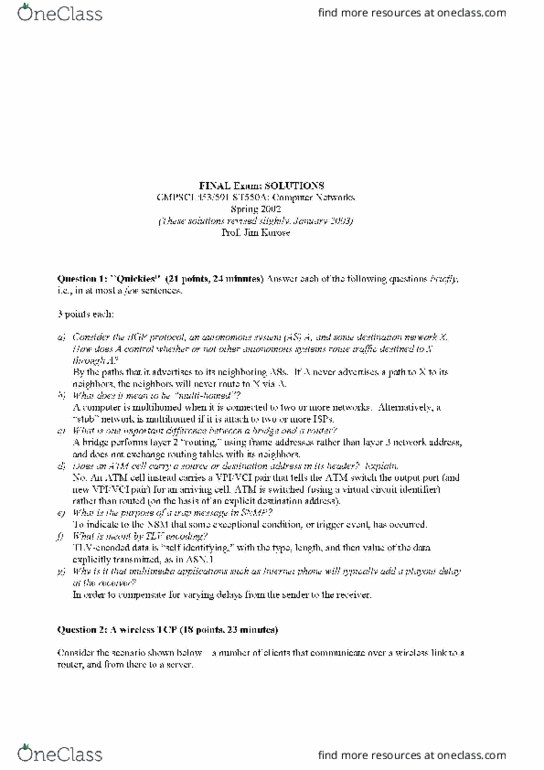 COMPSCI 453 Final: CMPSCI 453 Final Exam Solutions - OneClass