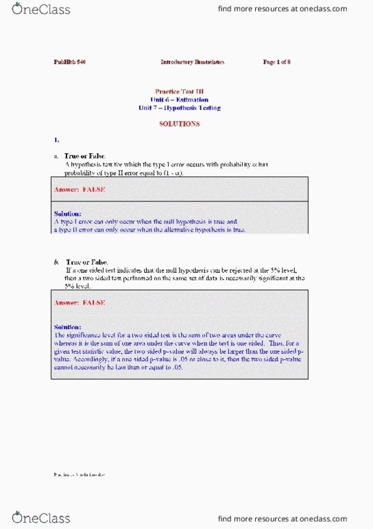 Pubhlth 590a Midterm Pubhlth 540 Test 3 Solutions Oneclass