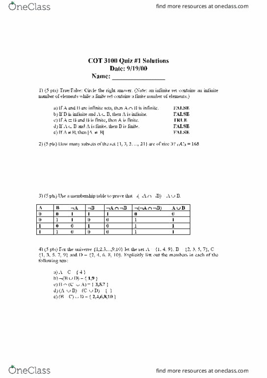 COT 3100H Quiz: COT 3100 Quiz 2 - OneClass