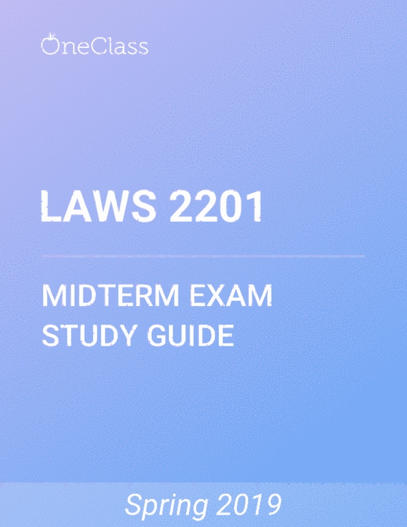 LAWS 2201 Study Guide - Winter 2019, Comprehensive Final Exam Notes ... LAWS 2201 Study Guide - Winter 2019, Comprehensive Final Exam Notes ...