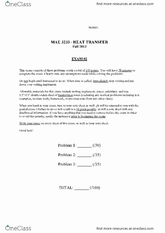 MAE 3233 Midterm: Exam 2 - OneClass MAE 3233 Midterm: Exam 2 - OneClass