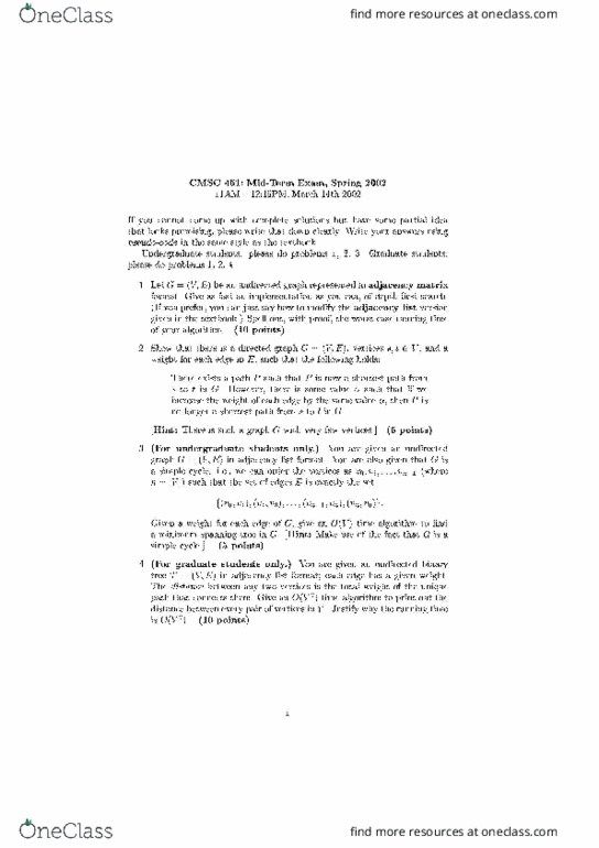 CMSC 451 Midterm: Mid-Term - OneClass CMSC 451 Midterm: Mid-Term - OneClass