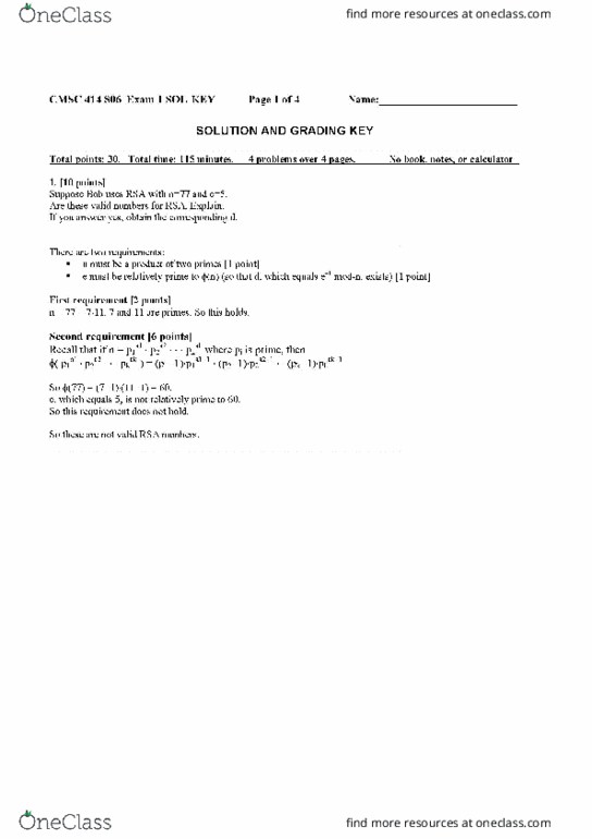 CMSC 414 Midterm: Exam 1 - OneClass CMSC 414 Midterm: Exam 1 - OneClass