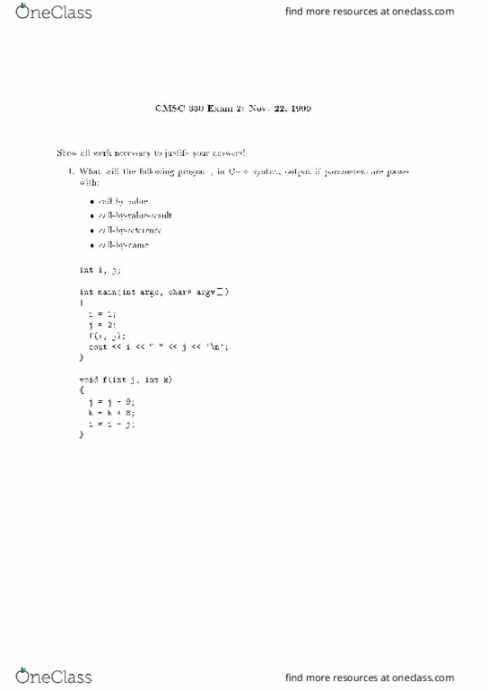 CMSC 330 Midterm: Exam 2 - OneClass CMSC 330 Midterm: Exam 2 - OneClass