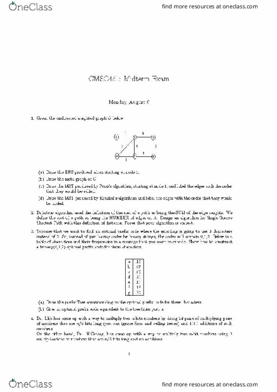 CMSC 451 Midterm: Mid-Term - OneClass CMSC 451 Midterm: Mid-Term - OneClass