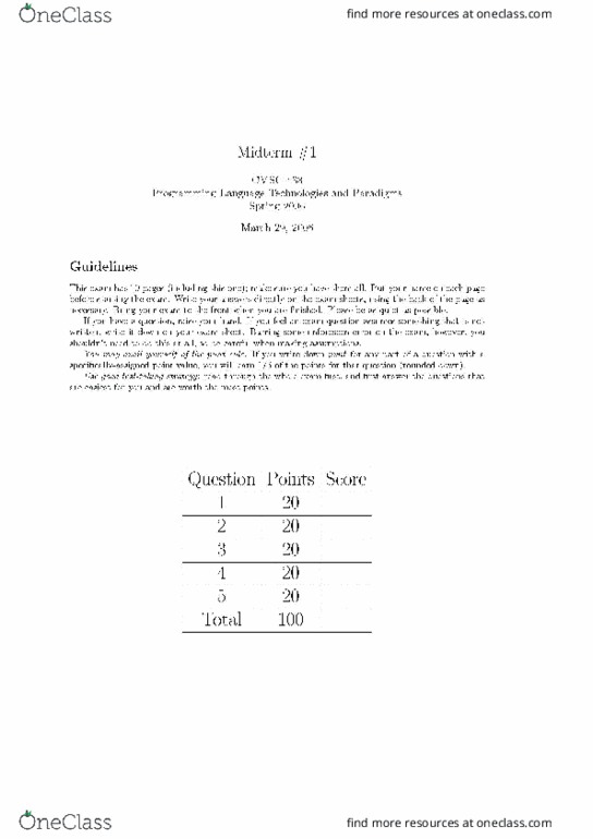 CMSC 433 Midterm: Mid-Term - OneClass