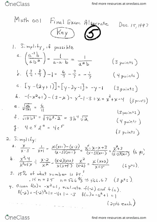 MATH 003 Final: Final Exam - OneClass