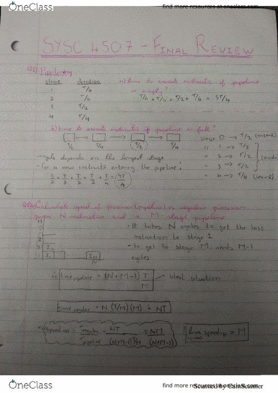 SYSC 4507 Final: Final Review - 2 - OneClass