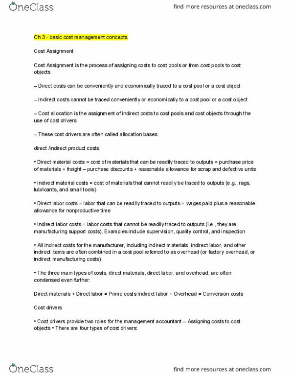 ADMS 2510 Study Guide - Fall 2019, Midterm - Cost Driver, Indirect ... ADMS 2510 Study Guide - Fall 2019, Midterm - Cost Driver, Indirect ...