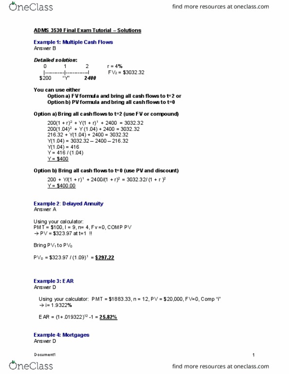 ADMS 3530 Study Guide - Fall 2019, Final - Net Present Value, Operating ... ADMS 3530 Study Guide - Fall 2019, Final - Net Present Value, Operating ...