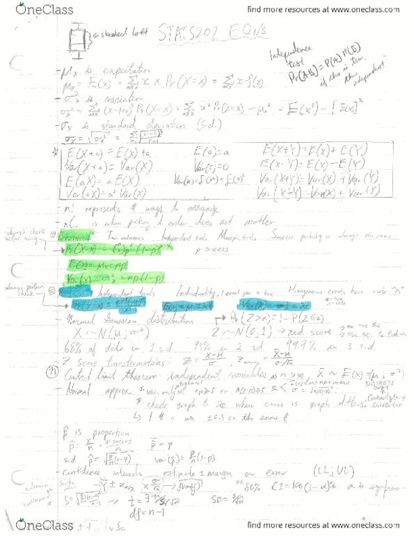 STAT202 Final: Stats202 Exams Notes.pdf - OneClass