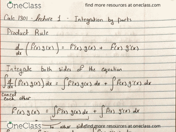 Calculus 1301ab Lecture Notes Winter 2020 Lecture 1 Product Rule