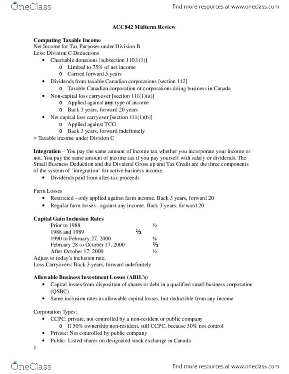 Acc 842 Midterm Midterm Reviewdocx Oneclass
