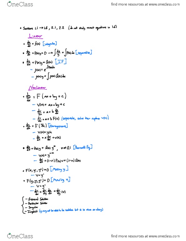 MATH 285 Midterm: Math 285, Lecture 9 (Exam 1 Review).pdf - OneClass