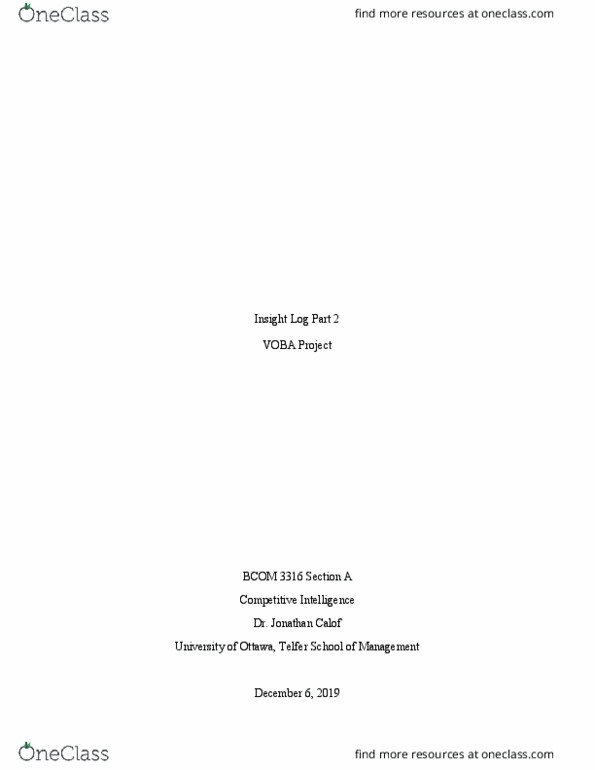 ADM 3316 Study Guide - Fall 2019, Final - Bachelor Of Commerce ...