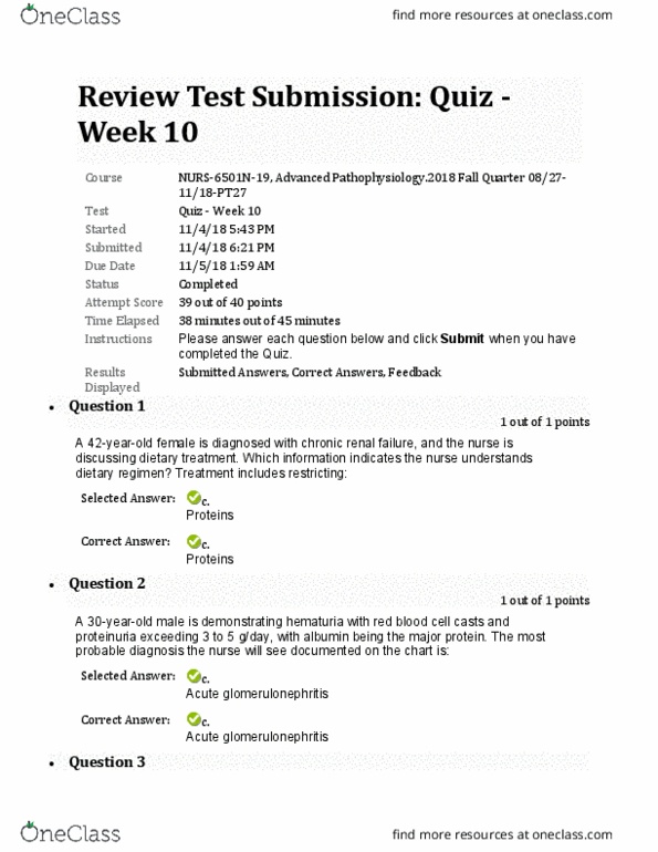ASL 101 Study Guide - Fall 2020, Final - Chronic Kidney Disease ...