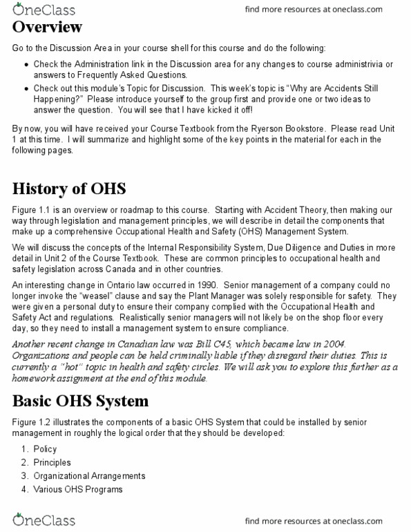 OHS 718 Study Guide - Fall 2021, midterm - Occupational Safety And ...