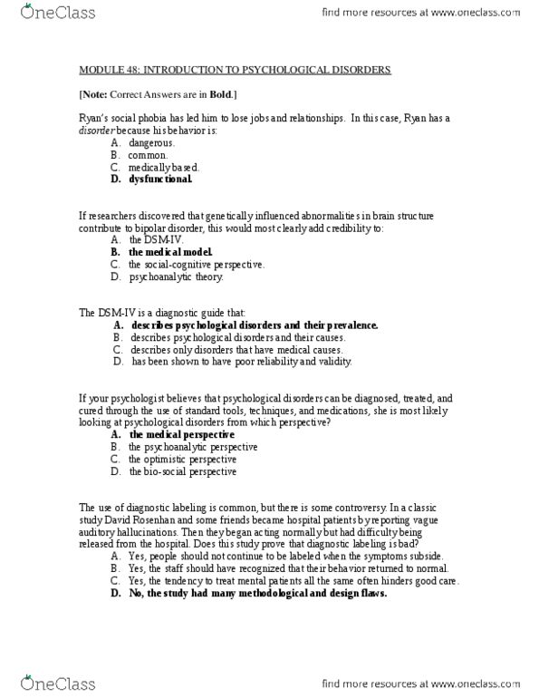 PSYC 2000 Final: Psych Final Exam Review Questions - OneClass PSYC 2000 Final: Psych Final Exam Review Questions - OneClass