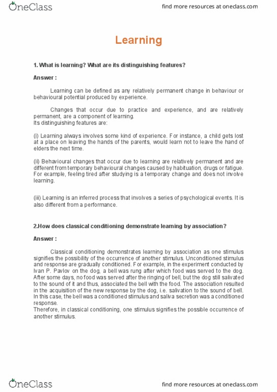 GPSY 5110 Study Guide - Winter 2022, final - Classical Conditioning ...