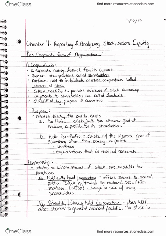 chapter 11 handwritten notes - OneClass